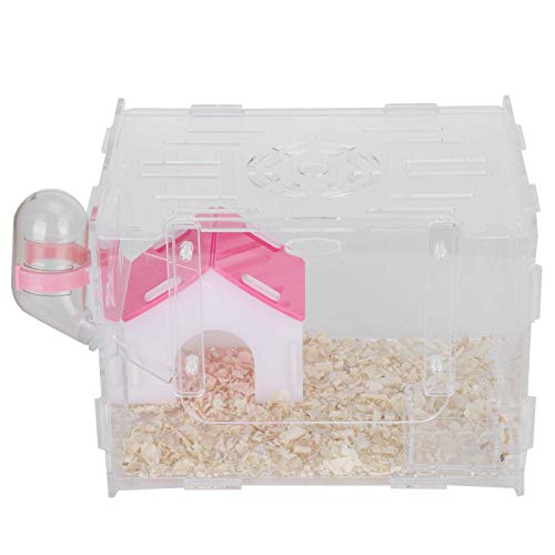 Hamster Single Layer House, Single Layer Pet Cage Transparent Hamster Cage, Hamster Supplies with Feeding Basin Acrylic Aquarium Aniamals Pets for Fish Tank(Small)
