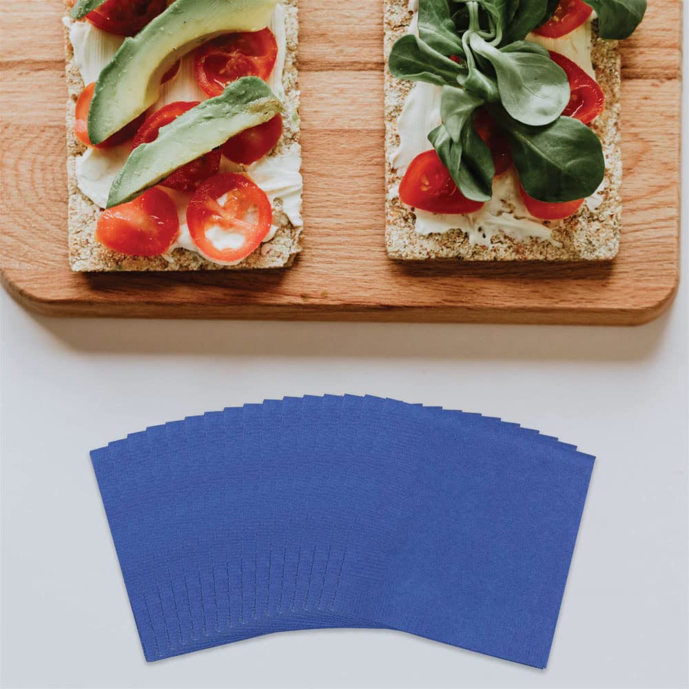 JAM PAPER Small Beverage Napkins - 5 x 5 - Blue - 50/Pack