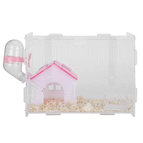 Hamster Single Layer House, Single Layer Pet Cage Transparent Hamster Cage, Hamster Supplies with Feeding Basin Acrylic Aquarium Aniamals Pets for Fish Tank(Small)
