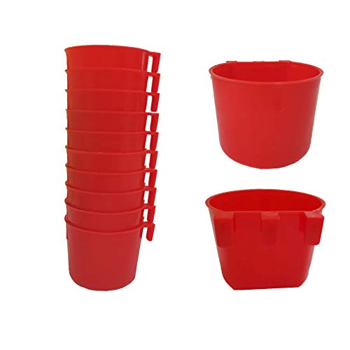 10pcs Feeder Cage Cups Hanging Chicken Water Cups Pet Bowl with Hooks Rabbit Food Dish for Cages Plastic Feeding & Watering Supplies for Pigeon Poultry Roosters Gamefowl Parakeet