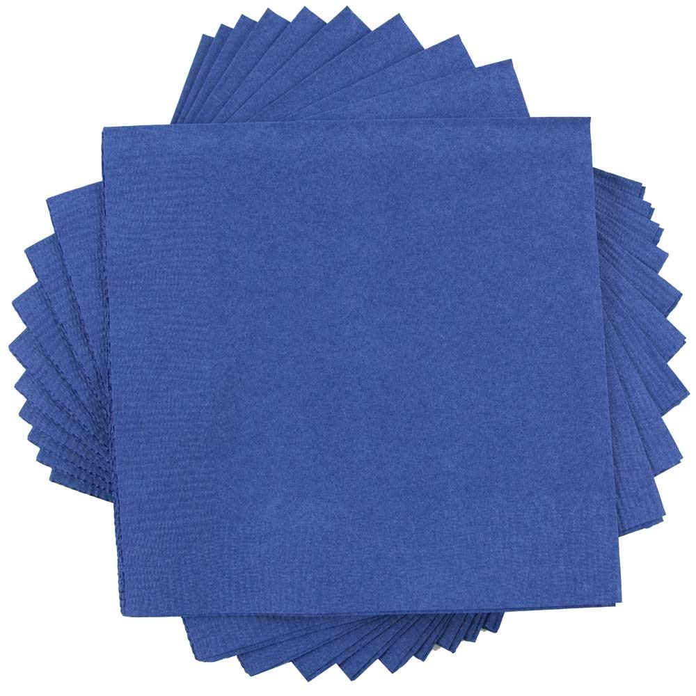 JAM PAPER Small Beverage Napkins - 5 x 5 - Blue - 50/Pack