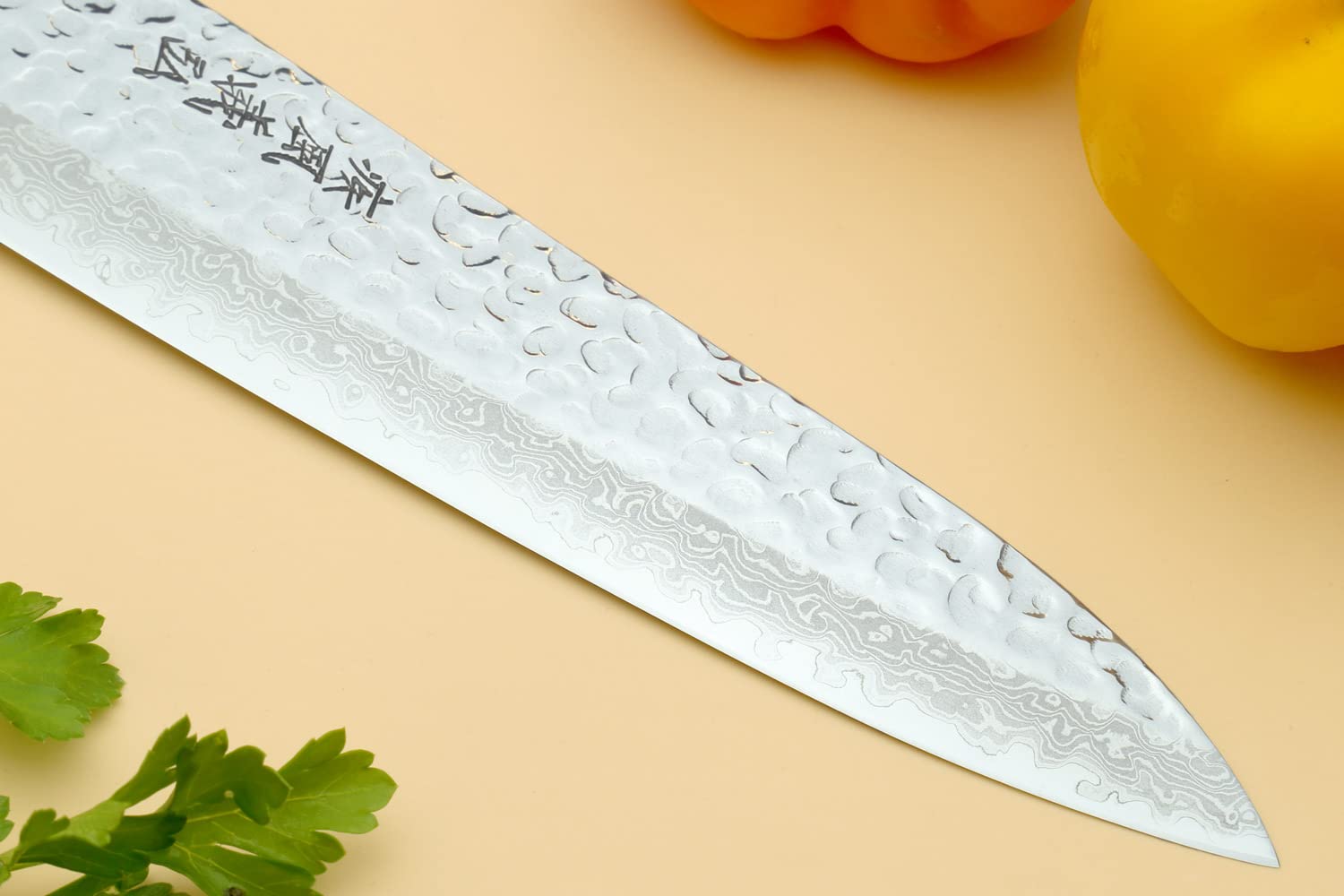 Yoshihiro VG10 16 Layer Hammered Damascus Gyuto Japanese Chefs Knife (9.5" (240mm))
