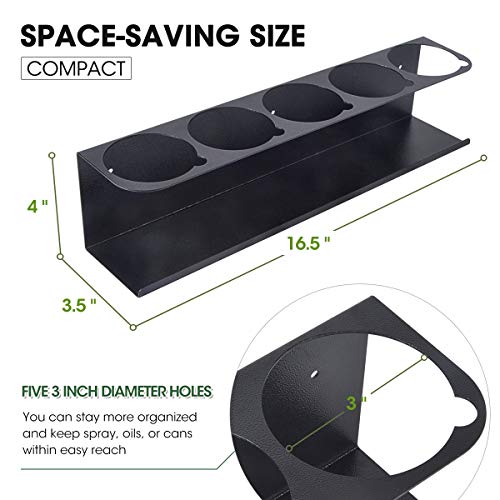 Steel Wall Mounted Aerosol Spray Can Holder Rack Organizer for Garage and Workspace,Five cans , 16.5" Width x 4" Height x 3.5" Depth, Pack of 2