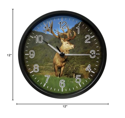 La Crosse Technology 403-312D 12 Inch Analog Clock with Lighted Hands - Extra Large Elk Design