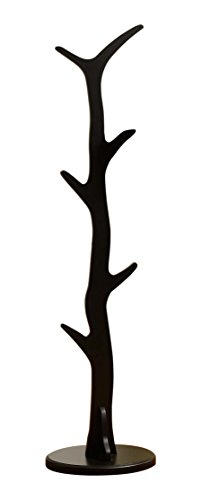 King's Brand Furniture - Wood Hall Tree Coat Rack Stand, Black Finish