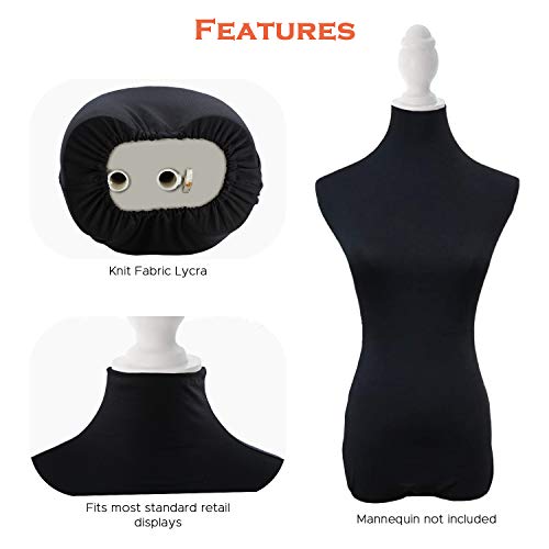 NAVADEAL Black Superb Lycra Mannequin Fabric Cover, 100% Handmade Soft Stretchy, for Fashion Designer Retail Boutique Store Dressmaker Form Dummy Model Display Fitting Styling, Mannequin NOT Included