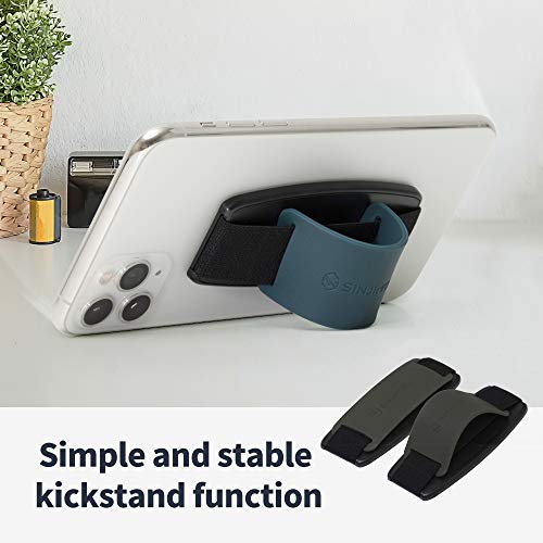 Sinjimoru Detachable Phone Grip Kickstand for Wireless Charging Compatible Phone Finger Holder for iPhone 12 & Smartphones. Sinji Mount S-Grip Black