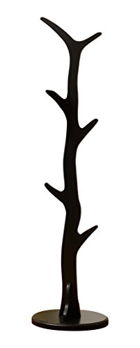 King's Brand Furniture - Wood Hall Tree Coat Rack Stand, Black Finish