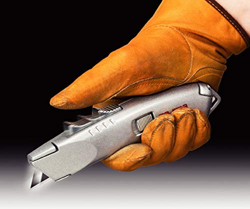 Tajima Utility Knife - VR-Safety Knife Box Cutter with Self Retracting Blade & 3 V-REX Blades - VR-103
