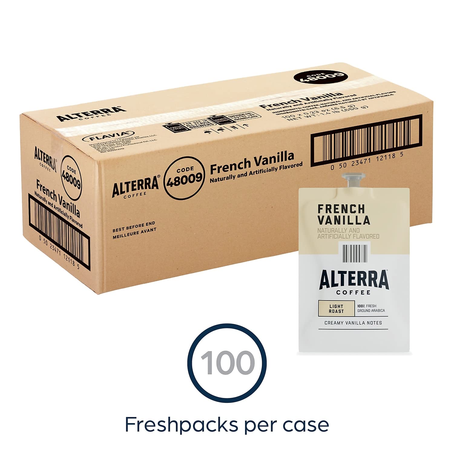 Alterra French Vanilla Coffee Flavia Freshpack, Light Roast, 100/Carton (MDRA183)