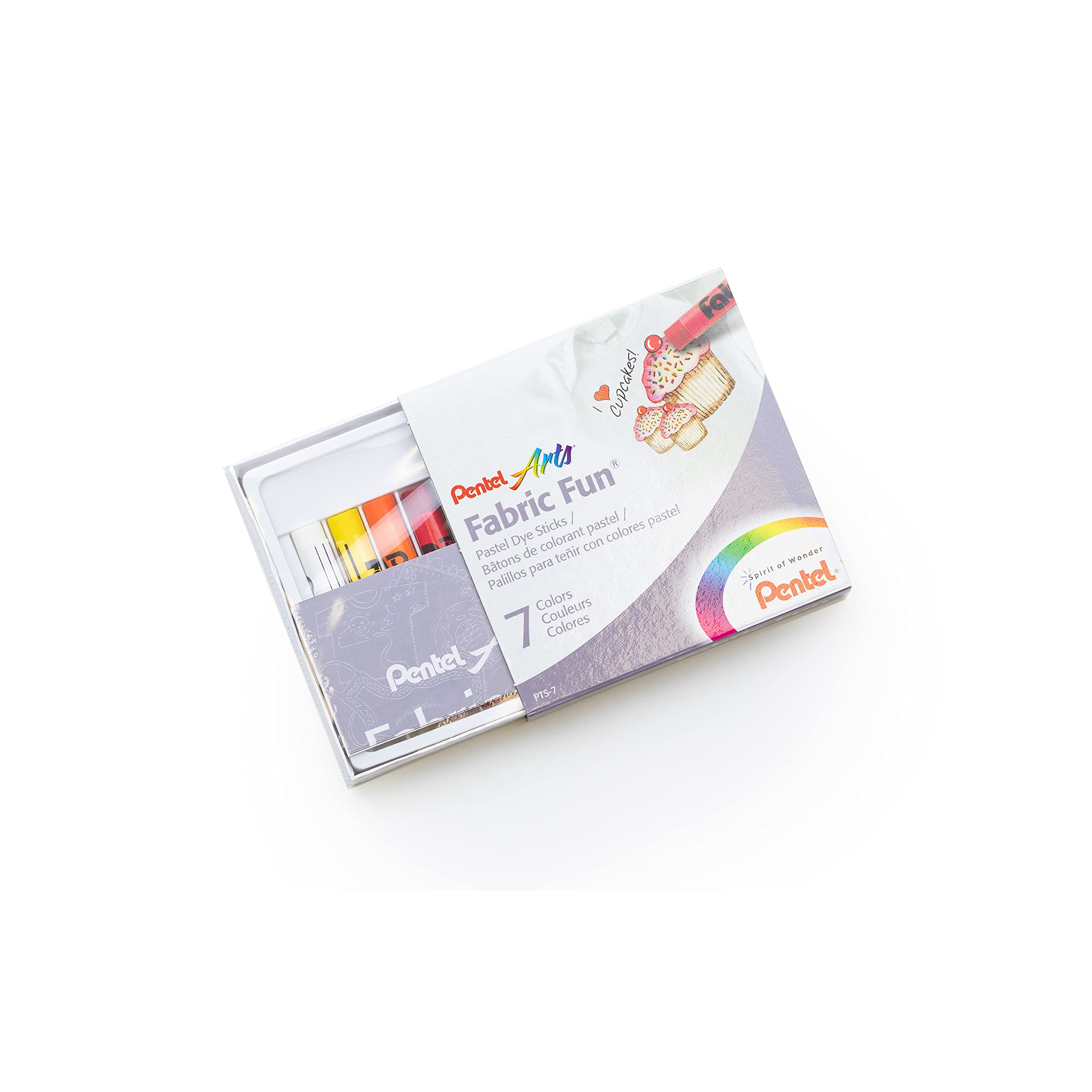 Pentel Fabric Fun Pastel Dye Stick (Pack of 7), Assorted Colors, PTS-7