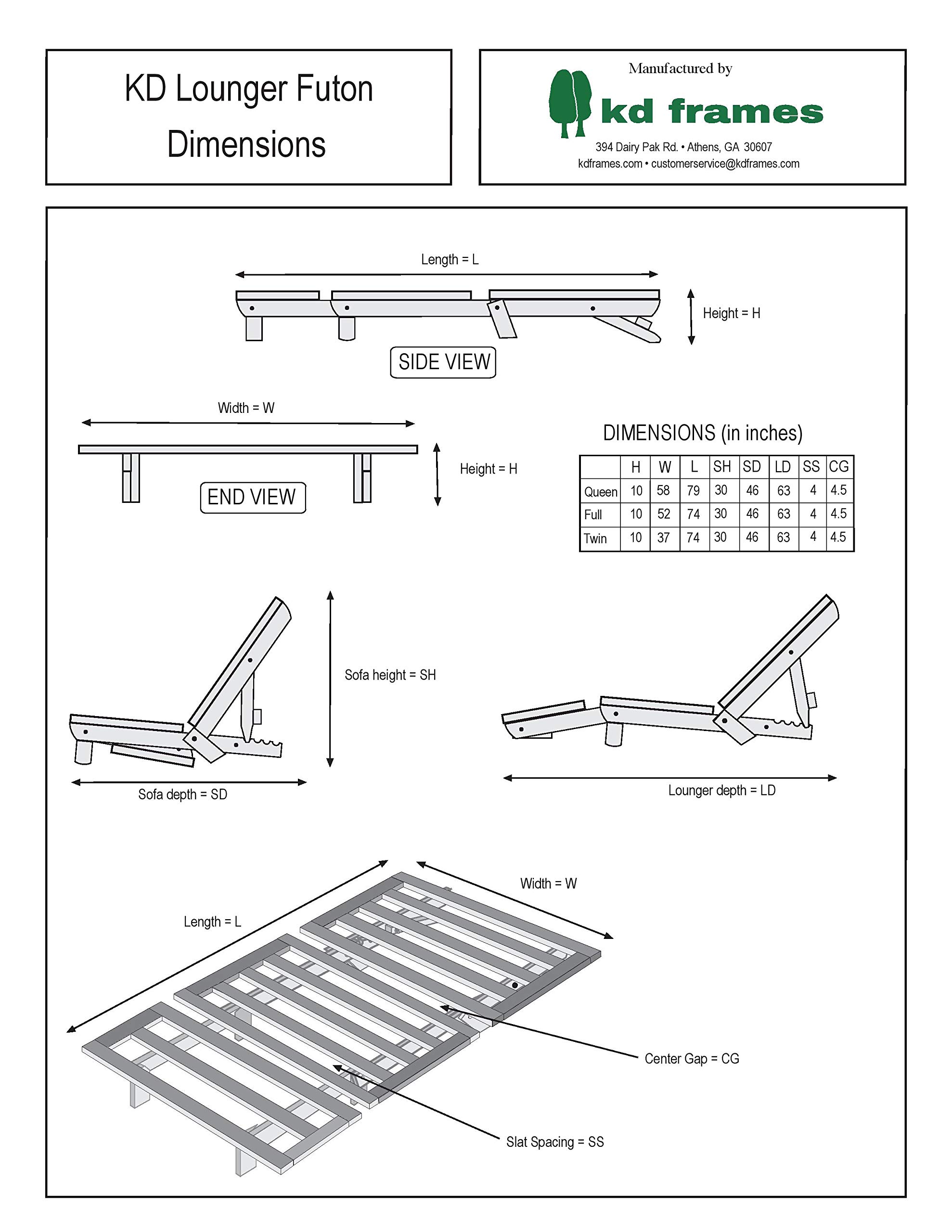 KD Frames Lounger Futon, Full