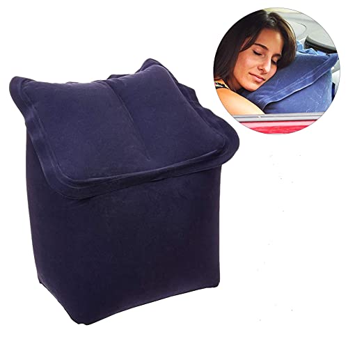 SkyRest® Inflatable Head Neck Rest Travel Pillow - Portable Patented Design Napping Pillows for Airplanes Buses Cars Office Trains Outdoor Camping - Gift for Men Women