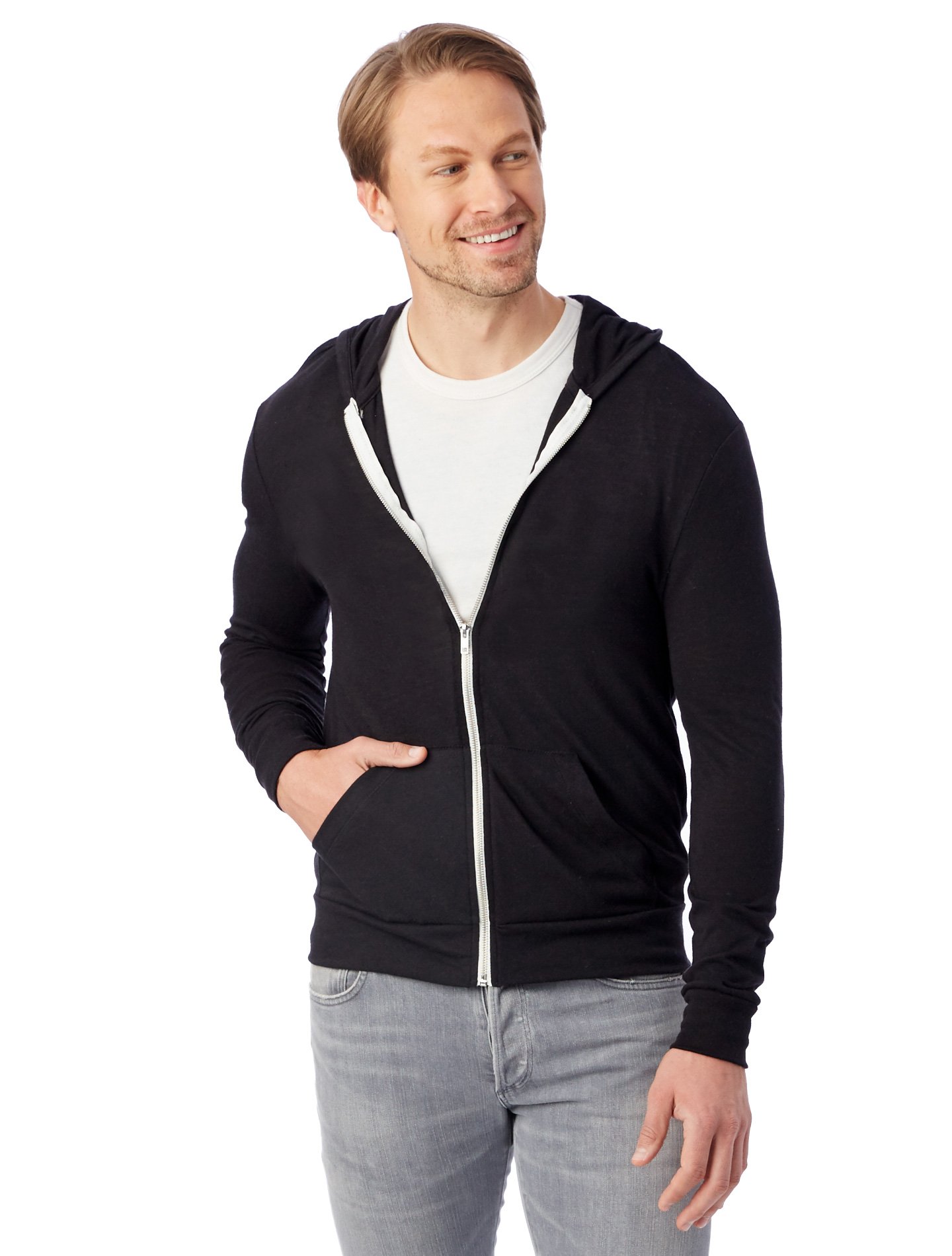 Alternative Men Zip Hoodie, Eco True Black, Medium