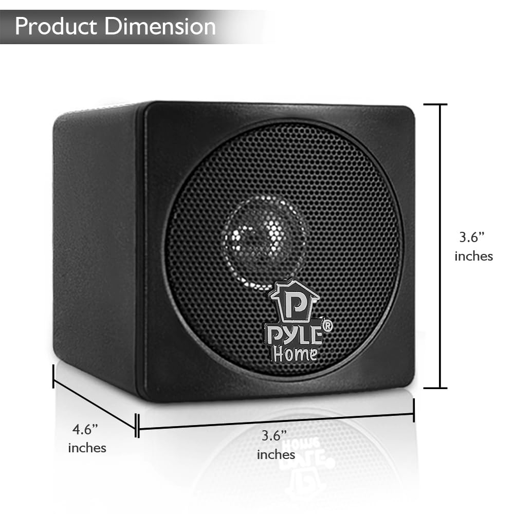 Pyle Home 3" Mini Cube Bookshelf Speakers - 100W Small Bookshelf Speakers w/ 3" Paper Cone Driver, 8 Ohm - Passive Audio Bookshelf Speaker Pair For Home Theater Stereo Surround Sound (Black)