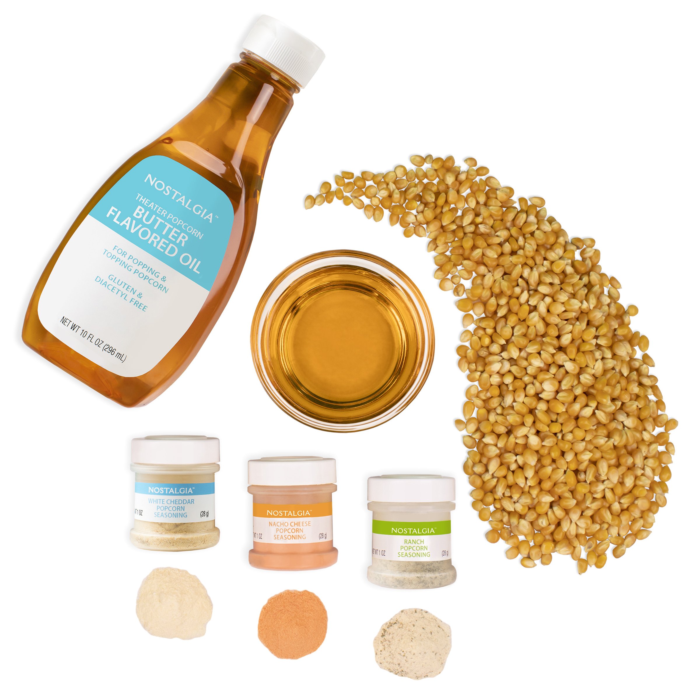Nostalgia KPK400 Hot Air & Kettle Kit, 3 Seasonings, Oil, Popcorn Kernels, 1 Count (Pack of 1)