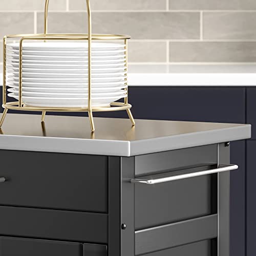 Homestyles Create Kitchen Cart, Stainless Steel Top, Black