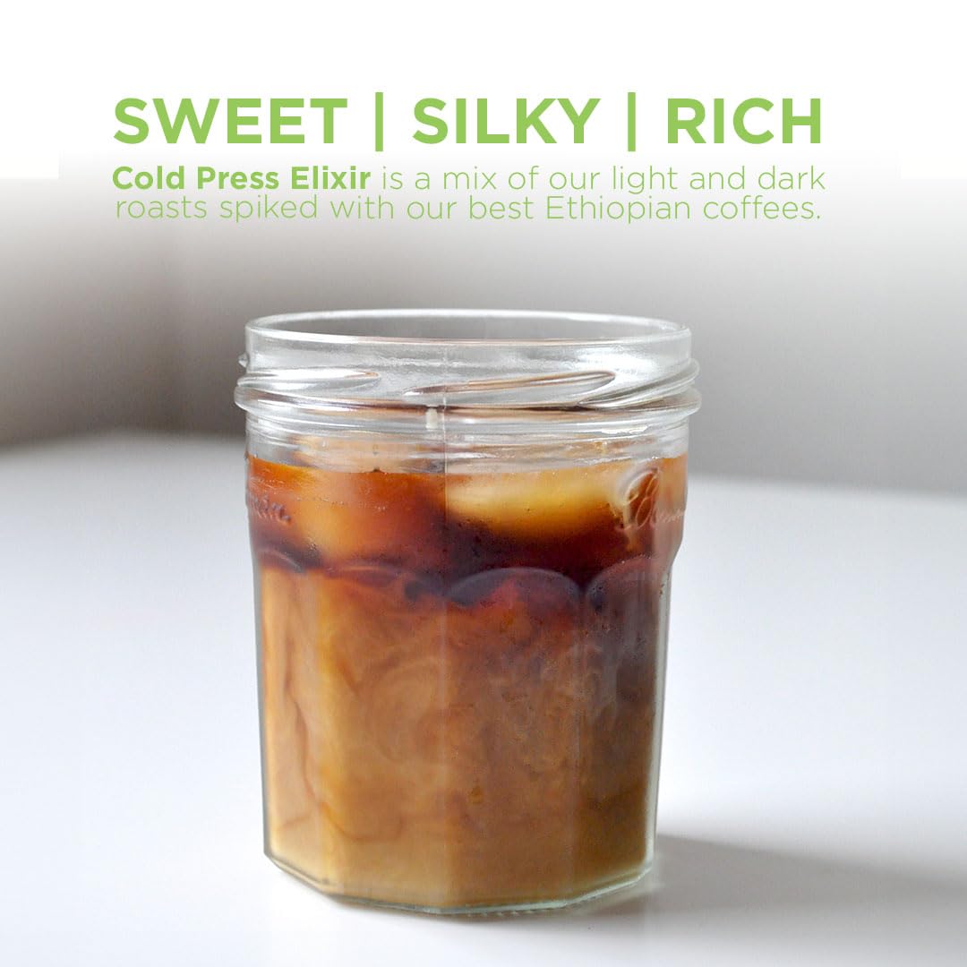 Tiny Footprint Coffee - Organic Cold Brew & Press Elixir | Blend of Light & Dark Roasts | Shade-Gown Ground Coffee, Carbon Negative, 16 Ounce
