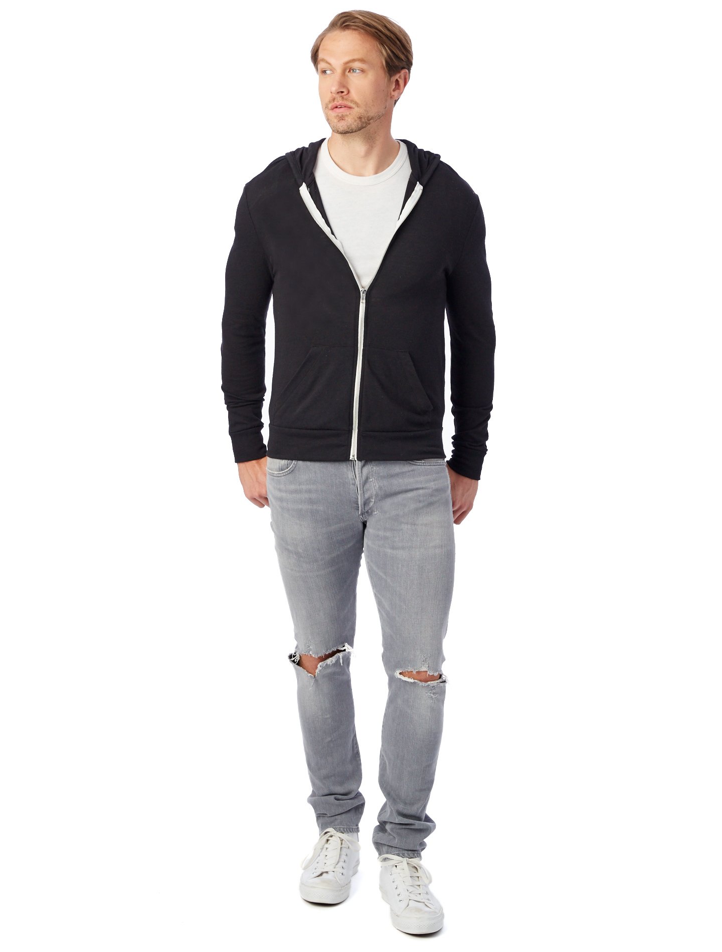 Alternative Men Zip Hoodie, Eco True Black, Medium
