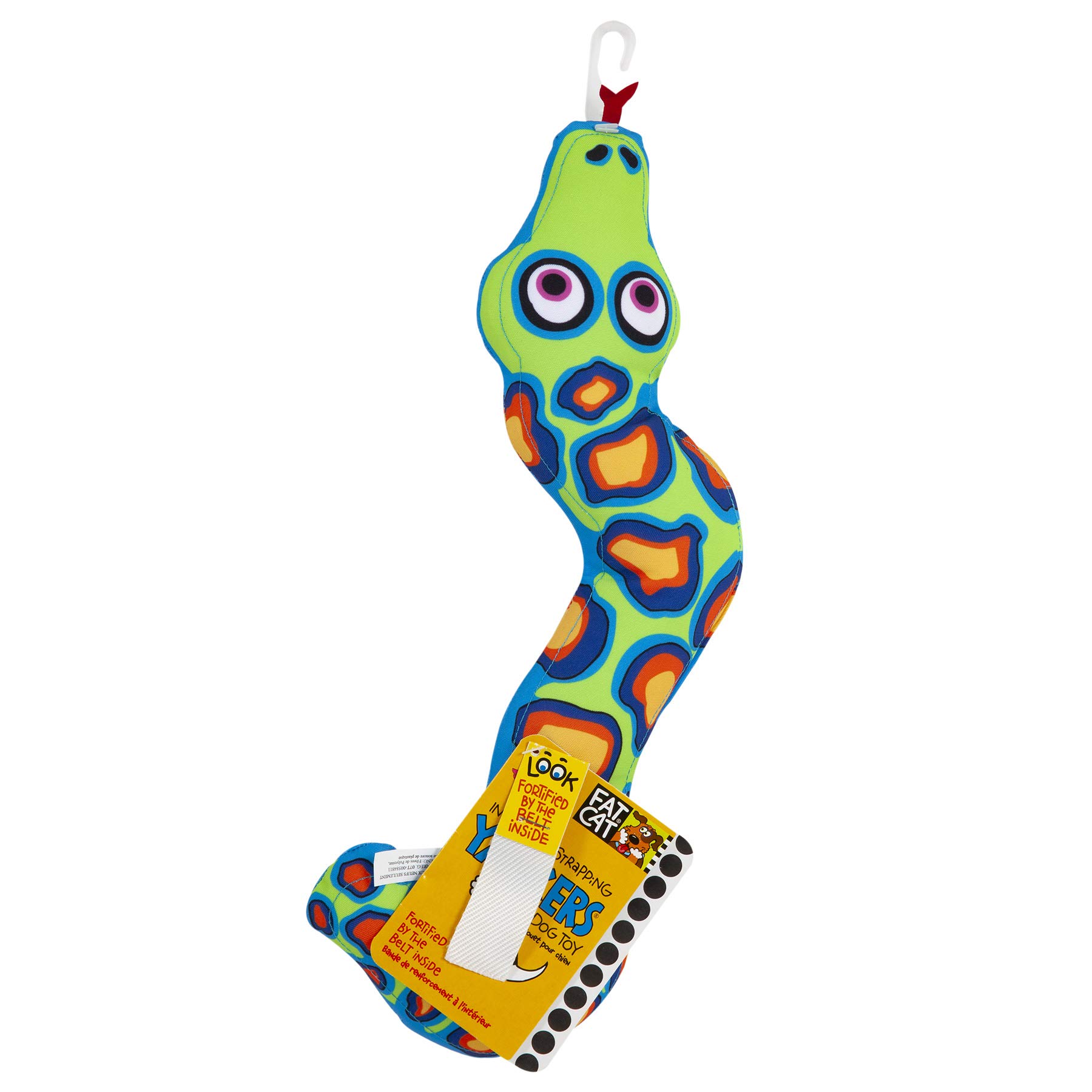 Petmate Fat Cat Incredible Strapping Yankers Dog Toy, Snake (Colors May Vary)