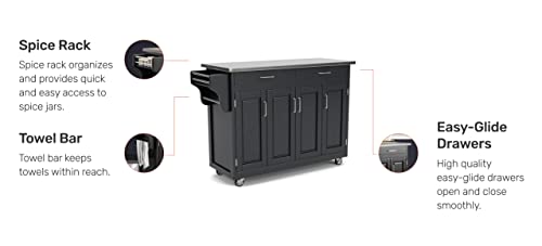 Homestyles Create Kitchen Cart, Stainless Steel Top, Black