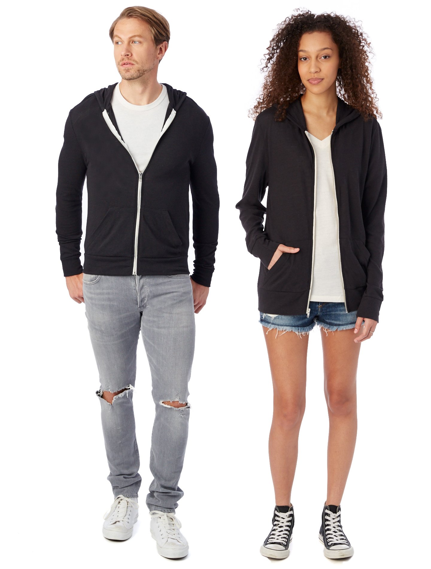 Alternative Men Zip Hoodie, Eco True Black, Medium