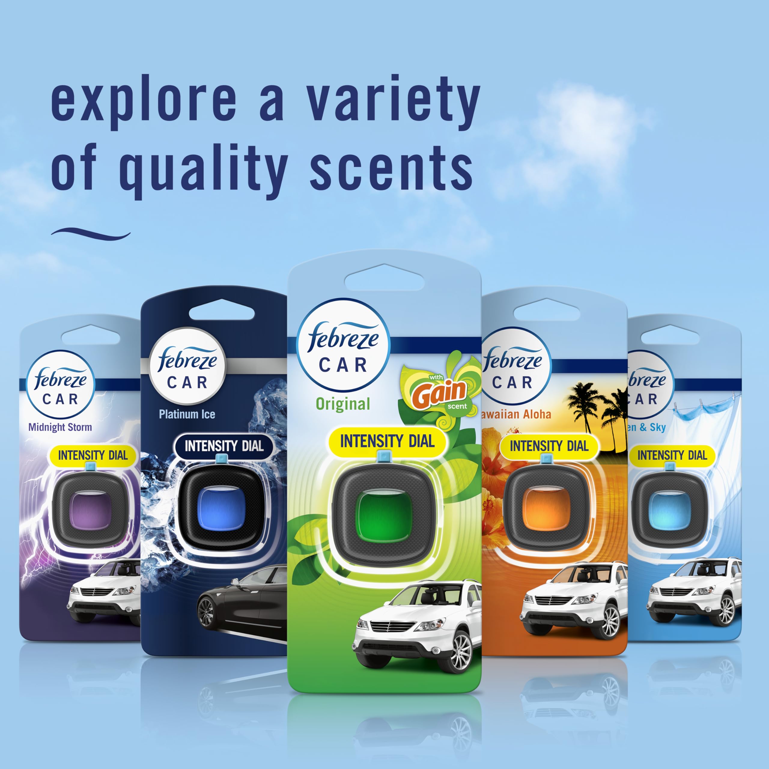 Febreze Car Air Freshener, Car Vent Clip and Odor Fighter, Gain Original Scent, 8 Count