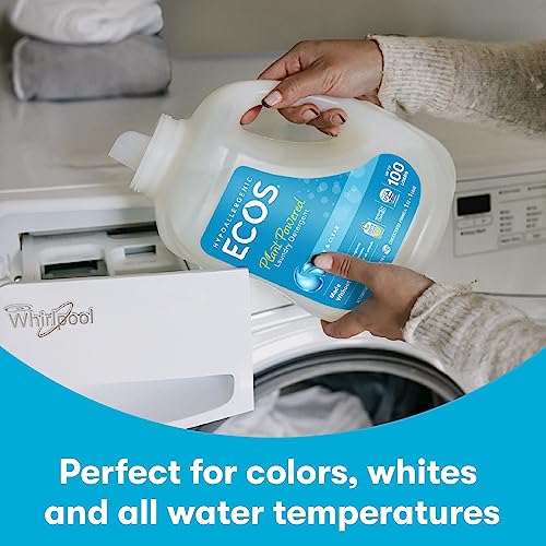 ECOS Laundry Detergent Liquid, 100 Loads - Dermatologist Tested Laundry Soap - Hypoallergenic, EPA Safer Choice Certified, Plant-Powered - Lemongrass, 100 Fl Oz