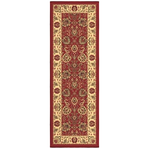 Ottomanson Machine Washable Oriental Design Non-Slip Rubberback 2x5 Traditional Runner Rug for Hallway, Kitchen, Bedroom, Entryway, 20" x 59", Red