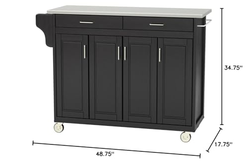 Homestyles Create Kitchen Cart, Stainless Steel Top, Black