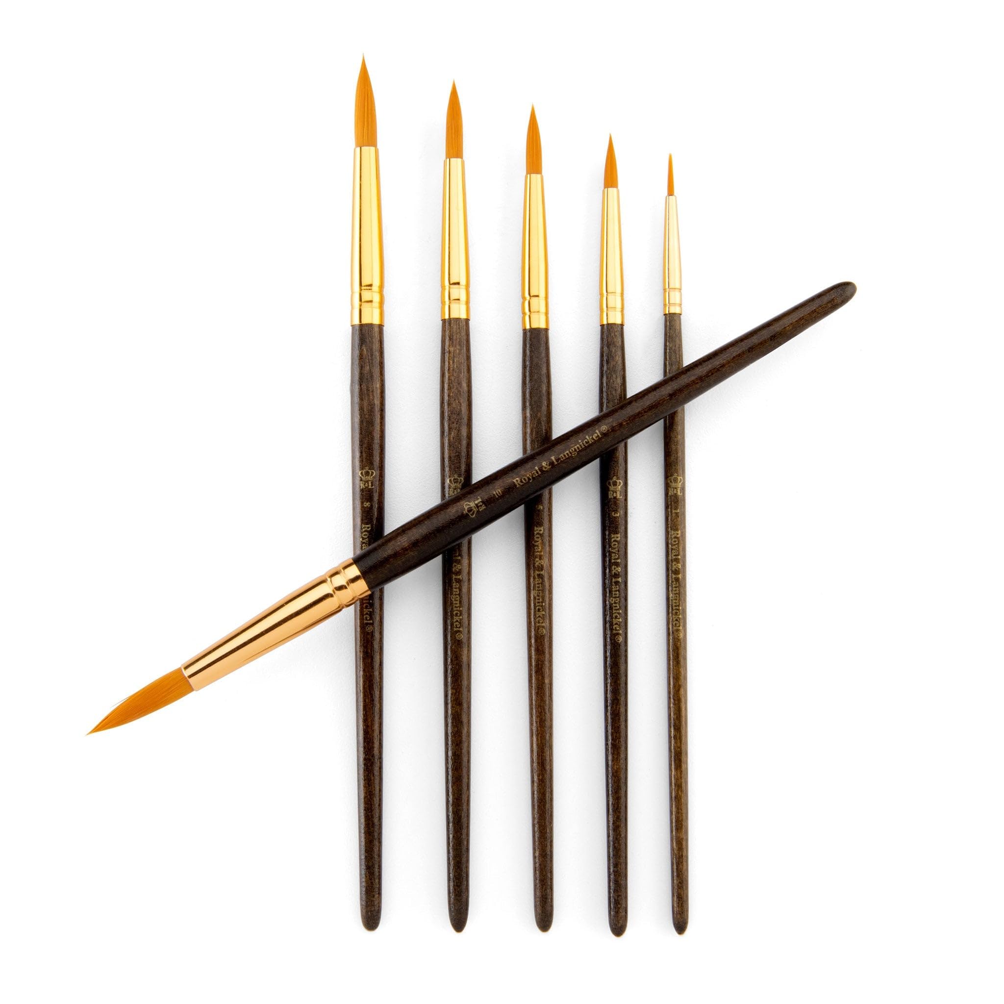 Royal & Langnickel Royal Zip N' Close Gold Taklon Round 6-Piece Brush Set
