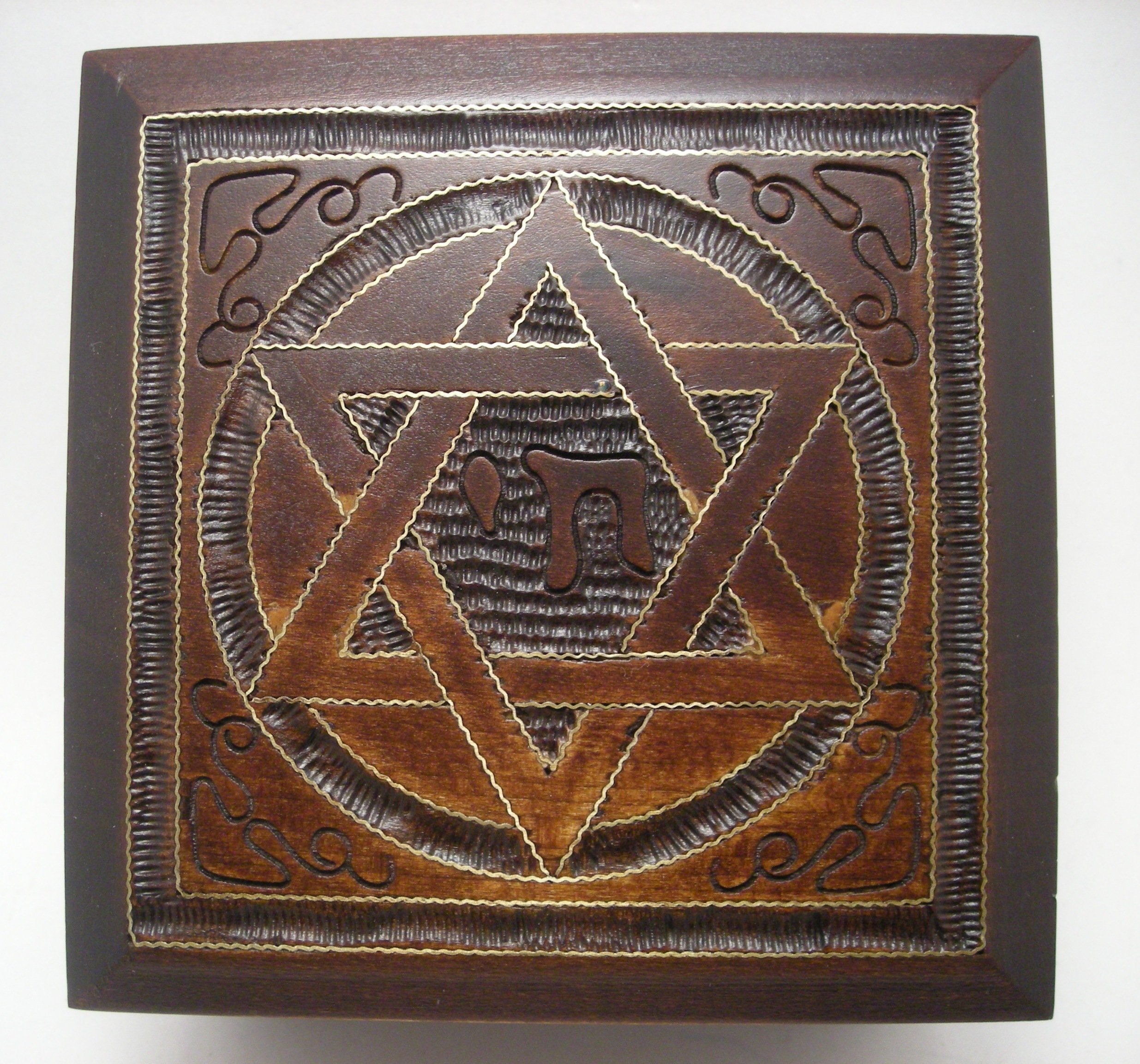 Star of David Wood Keepsake Box Judaica Handmade Box with Lock and key
