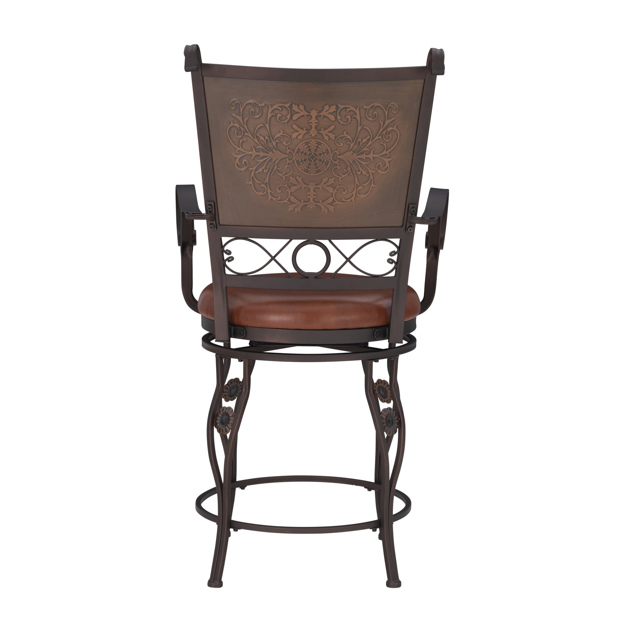 Powell Company Big & Tall Copper Stamped Back Arms by Powell Big and Tall Counter Stool, 24" Seat Height, brown