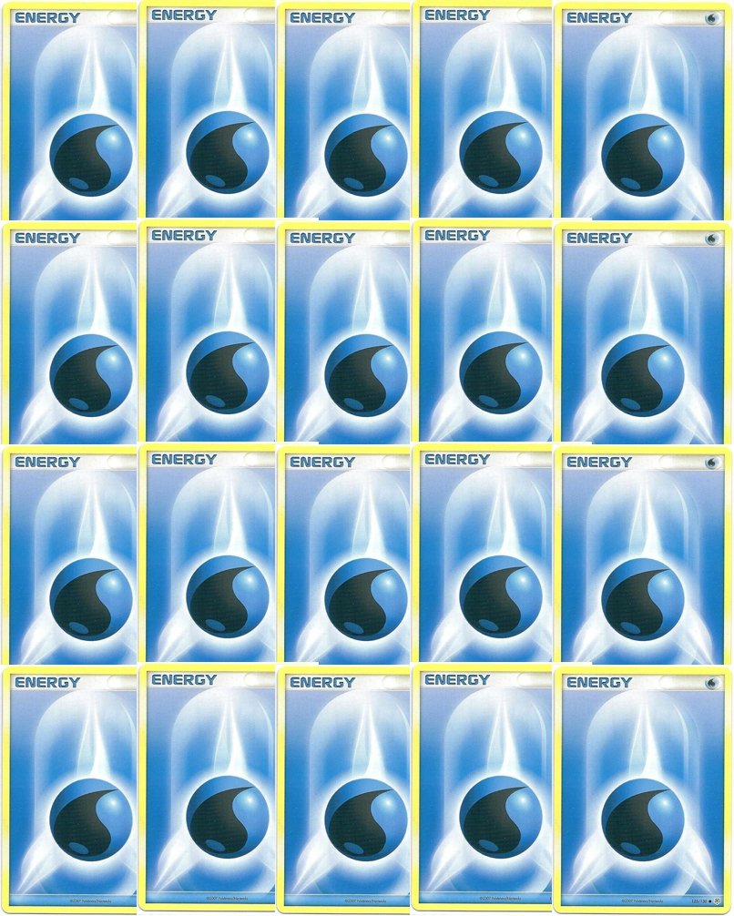 20 Basic Water Energy Pokemon Cards (Diamond & Pearl Series Design, Unnumbered) [Blue-Type]