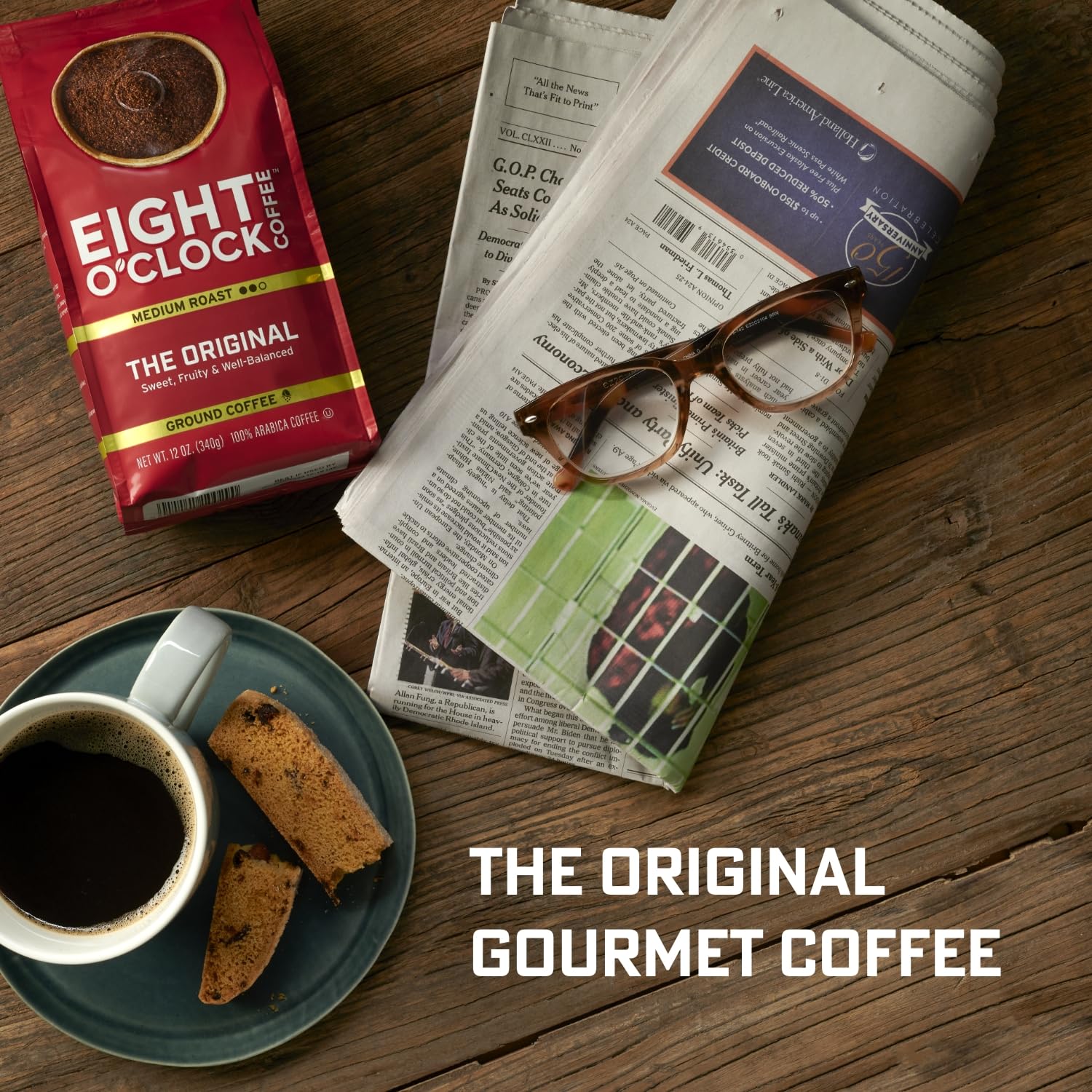 Eight O'Clock Coffee French Vanilla, 11 Ounce (Pack of 6) Medium Roast Flavored Ground Coffee, 100% Arabica, Kosher Certified