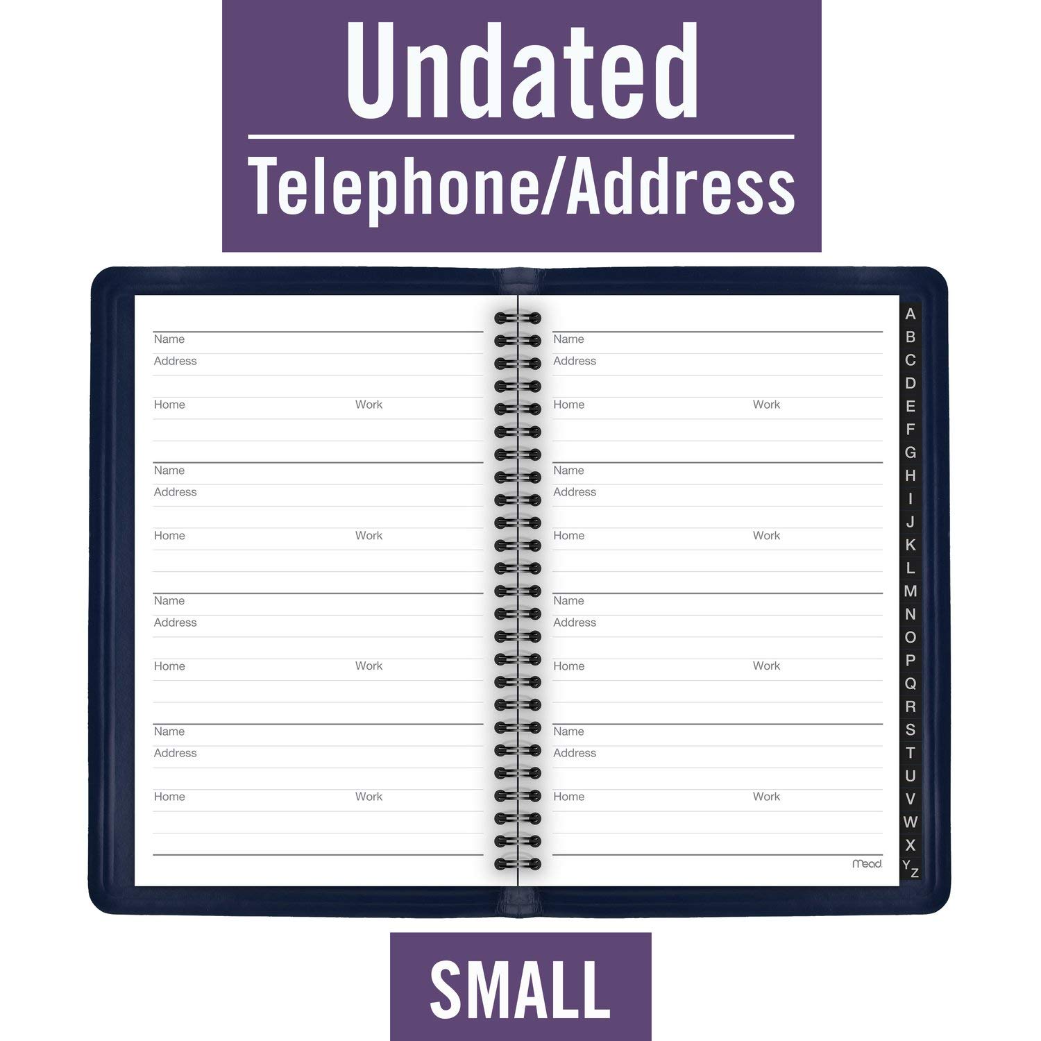 Mead Telephone & Address Book, Large Print, 700+ Entries, 4-7/8" x 8", Color Selected for You, 1 Count (TLMM0410)