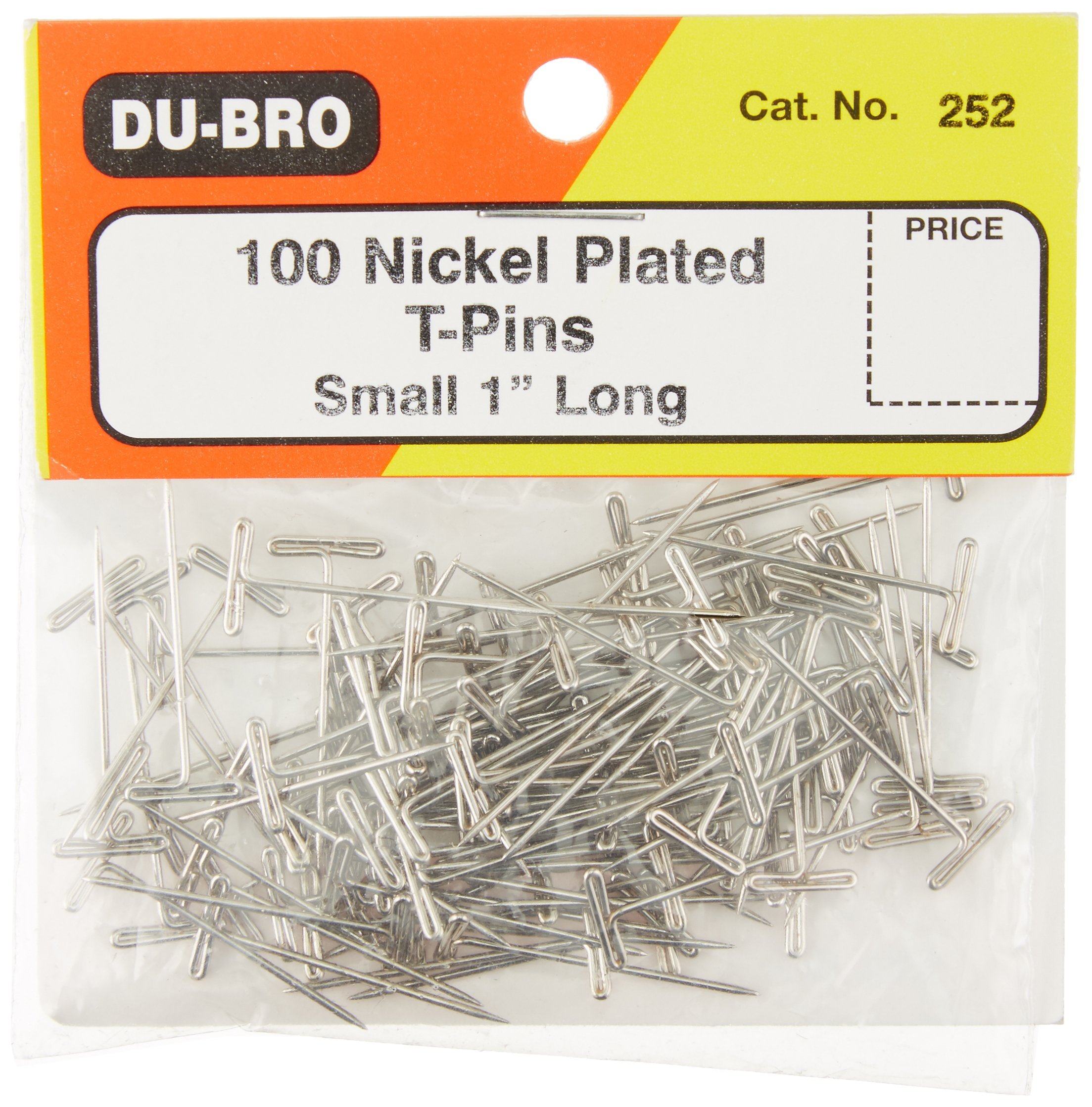 Du-Bro Nickel Plated T-Pin, Designed for use in Aircraft, Car, Boat, & Helicopter Models, Hold Parts in Place, 1" long, 100 pcs