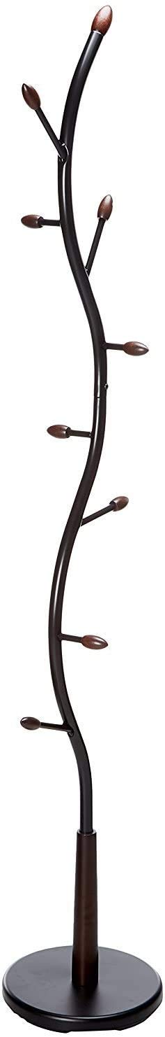 Kings Brand Furniture - Black Metal & Walnut Wood Hall Tree Coat & Hat Rack Stand