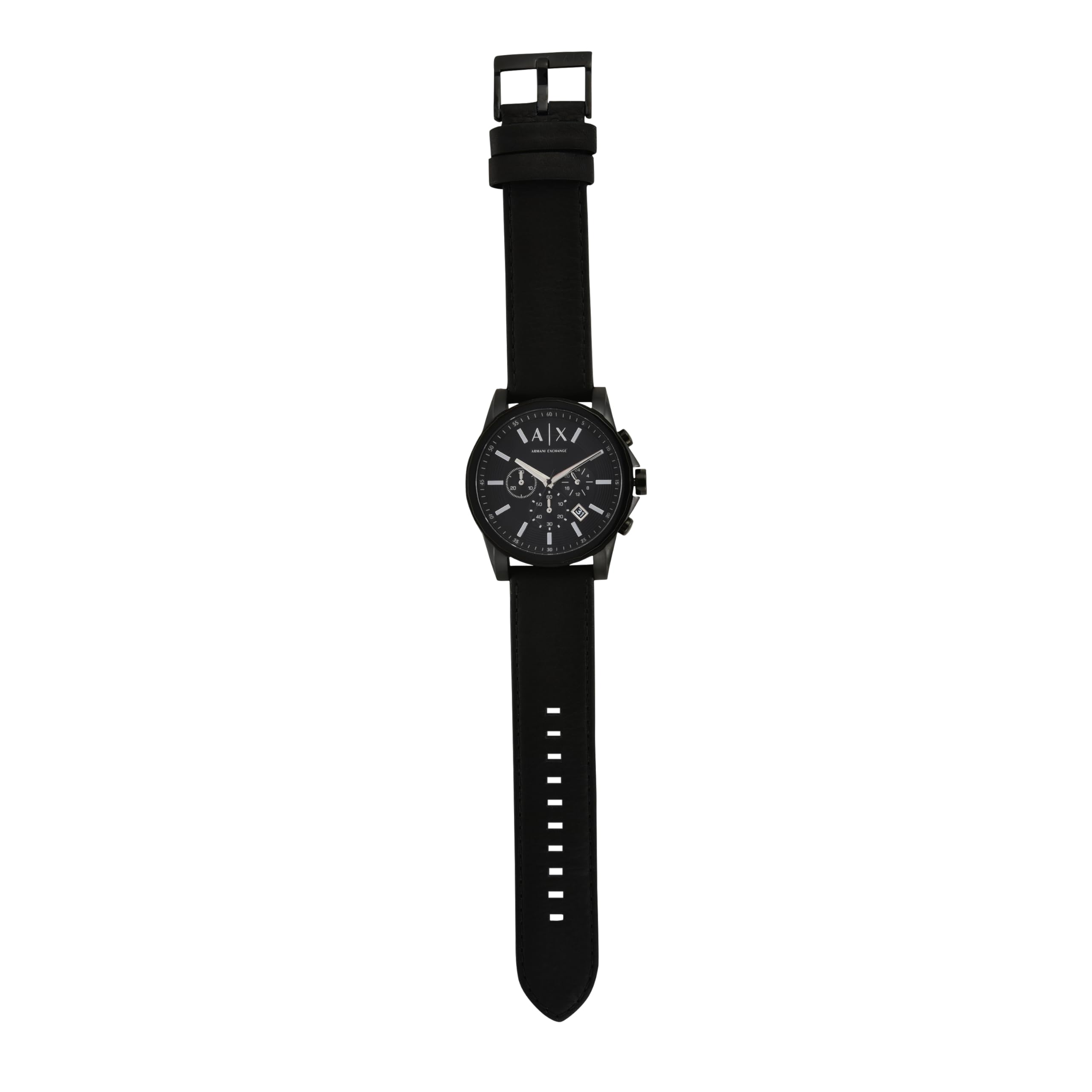 A|X ARMANI EXCHANGE Men's Chronograph Black Stainless Steel & Black Leather Band Watch (Model: A|X2098)