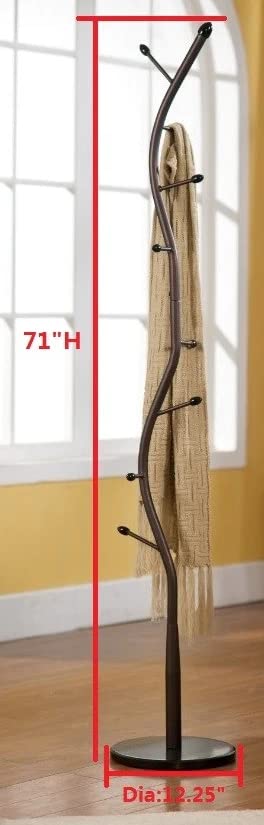 Kings Brand Furniture - Black Metal & Walnut Wood Hall Tree Coat & Hat Rack Stand