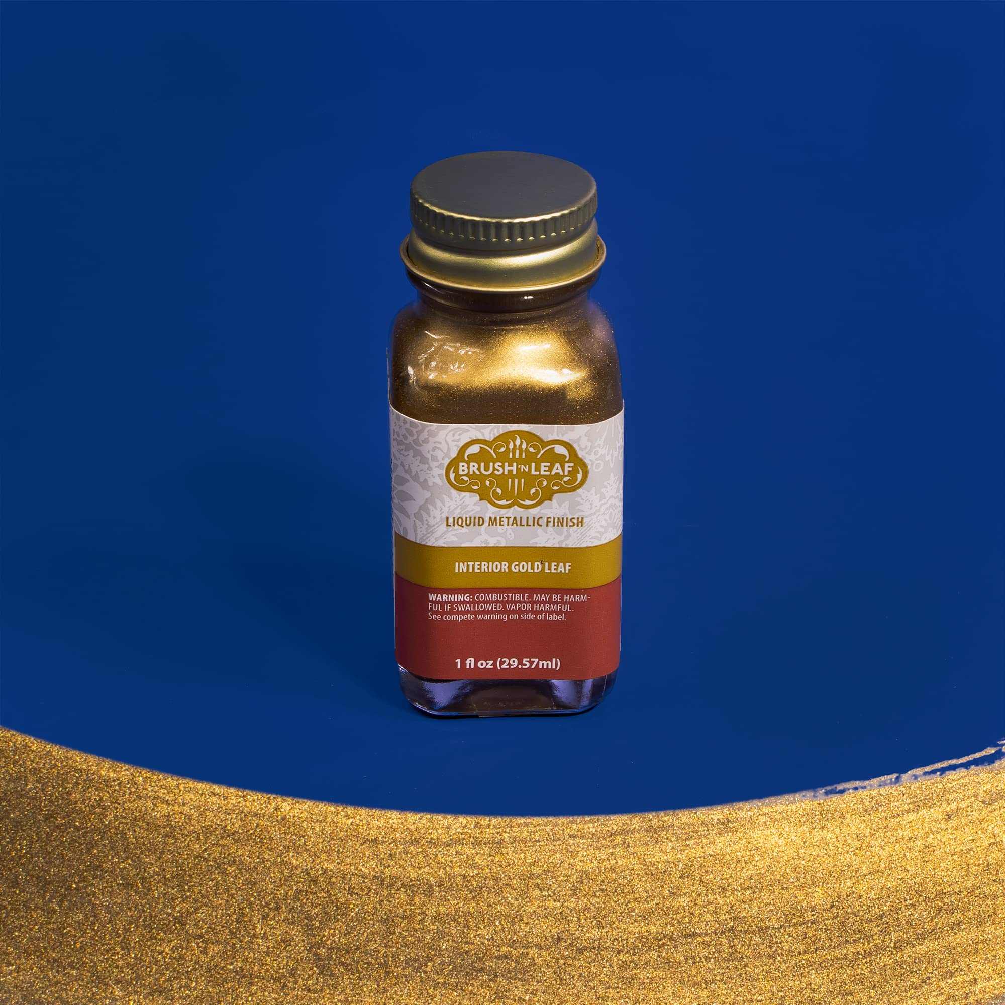 AMACO Brush N Leaf - Gold Leaf 1oz Bottle - Liquid Gold Leaf Paint for Metal Wood Ceramic and More - Interior Liquid Leaf Paint for Objects and Furniture