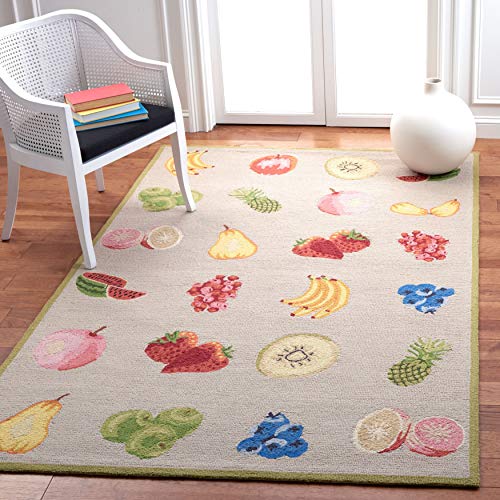 SAFAVIEH Chelsea Collection Area Rug - 8' x 10', Stone, Hand-Hooked French Country Wool, Ideal for High Traffic Areas in Living Room, Bedroom (HK265B)