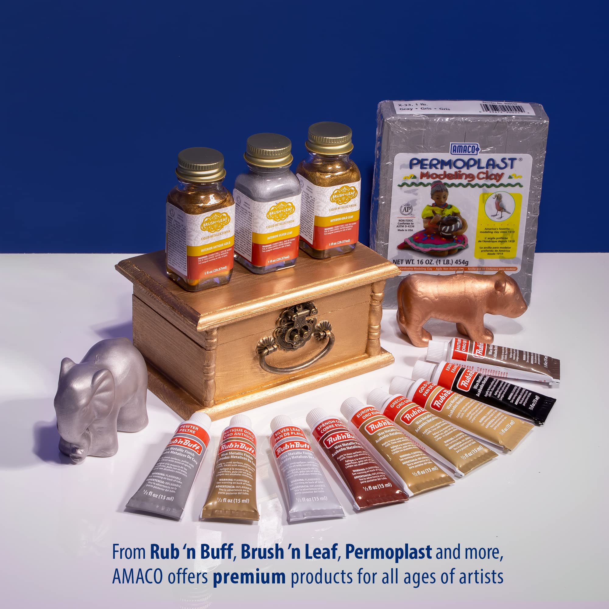 AMACO Brush N Leaf - Gold Leaf 1oz Bottle - Liquid Gold Leaf Paint for Metal Wood Ceramic and More - Interior Liquid Leaf Paint for Objects and Furniture