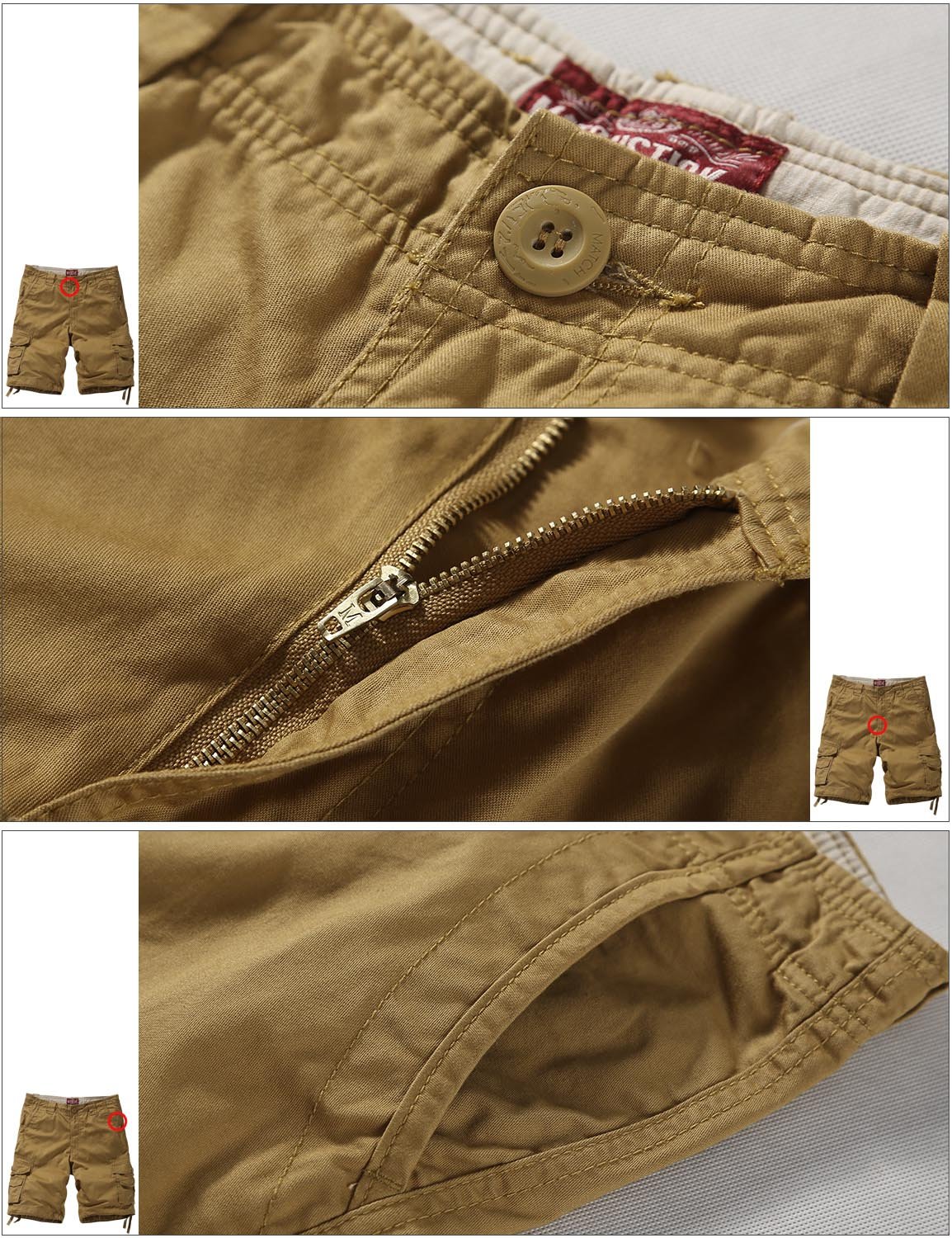 Match Men's Twill Comfort Cargo Short Without Belt #S3612 (Label Size 4XL/40 (US 38), Khaki)