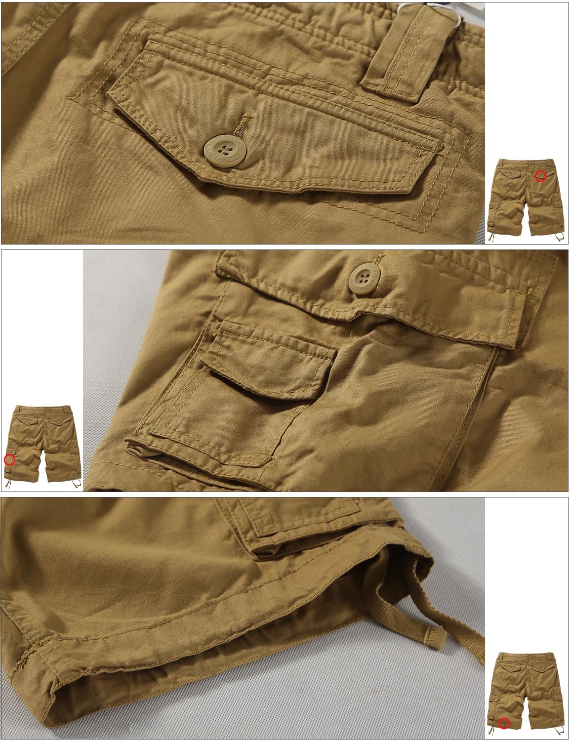 Match Men's Twill Comfort Cargo Short Without Belt #S3612 (Label Size 4XL/40 (US 38), Khaki)
