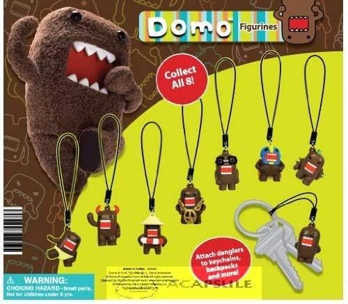 Domo Kun Charm Danglers - Complete Set of 8 Domos - All Keychain Figures Can Attach to Cell Phones, Backpacks, Purse, Keys, Charms, Zipper Puller