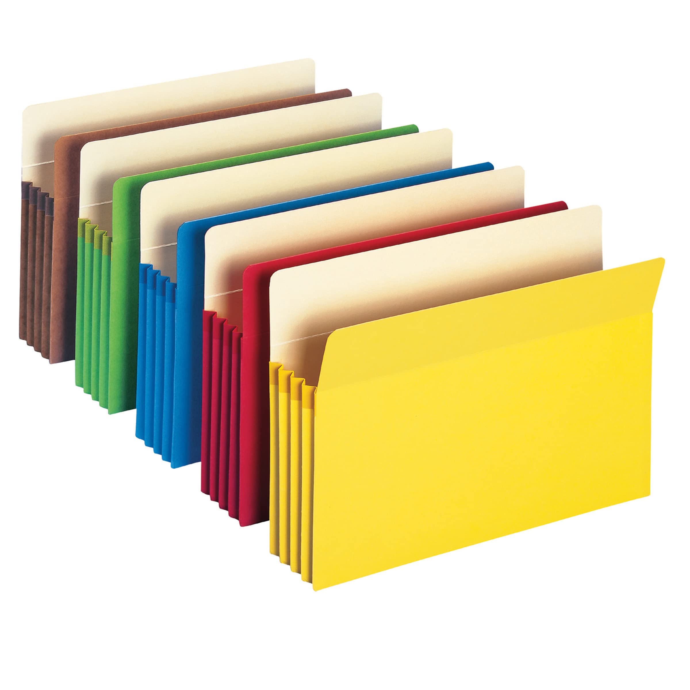 Smead File Pocket, Straight-Cut Tab, 3-1/2" Expansion, Legal Size, Assorted Colors, 5 per Pack (74892)