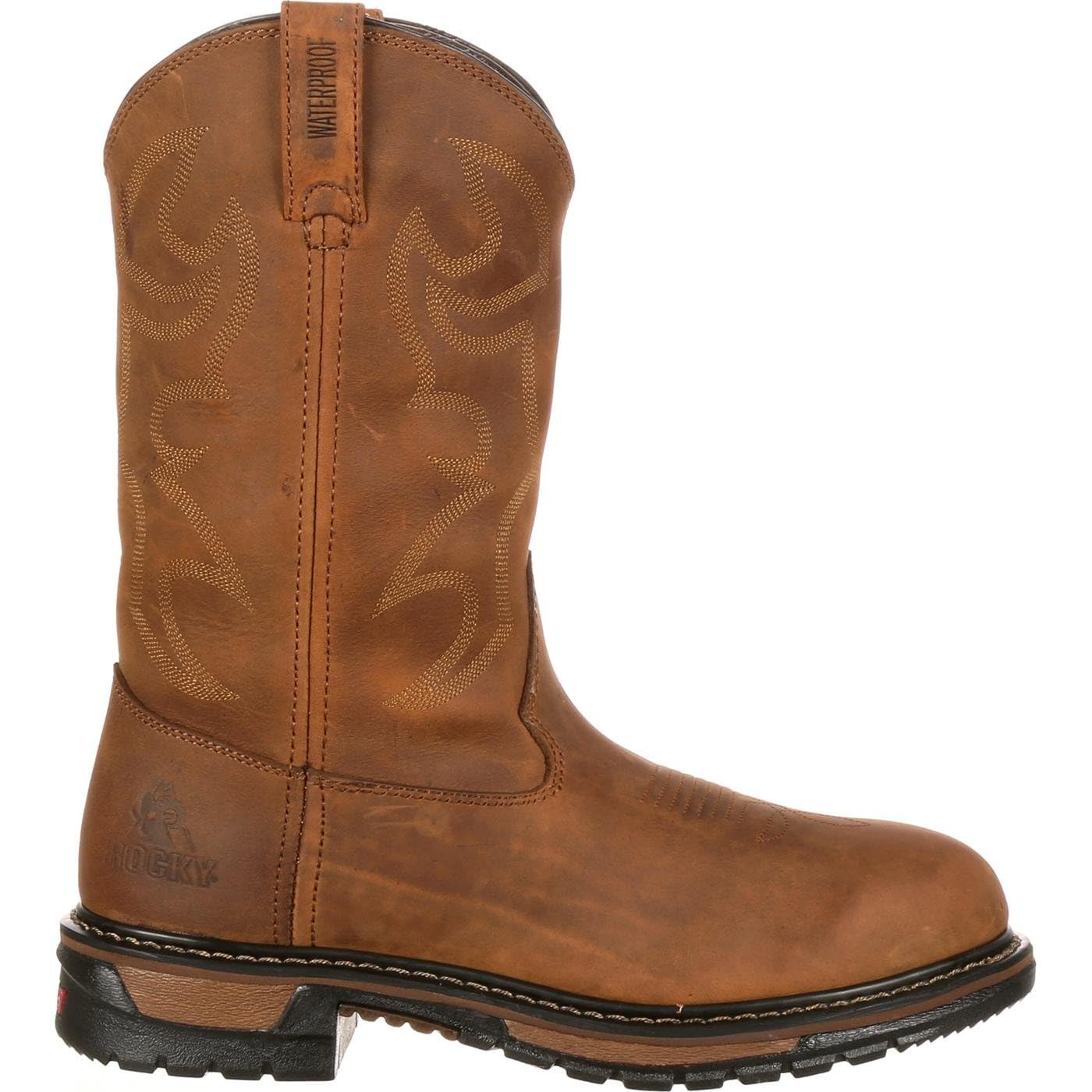 ROCKY Original Ride Branson Roper Waterproof Western Boots, Aztec Crazy Horse, Size 9.5(ME)