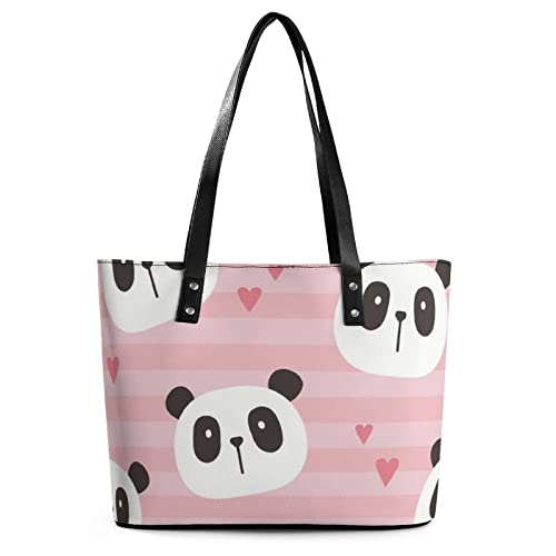 Womens Handbag Panda Patterns Leather Tote Bag Top Handle Satchel Bags For Lady