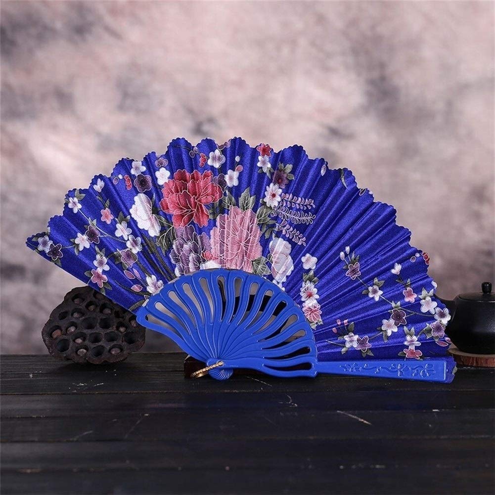 HRANG Hand Fan Folding Fan,Hand-held Fan,Wedding Folding Fan Chinese Style Dance Wedding Party Lace Silk Folding Hand Flower Fan Fans Hand Paper Folding Props Vintage Style